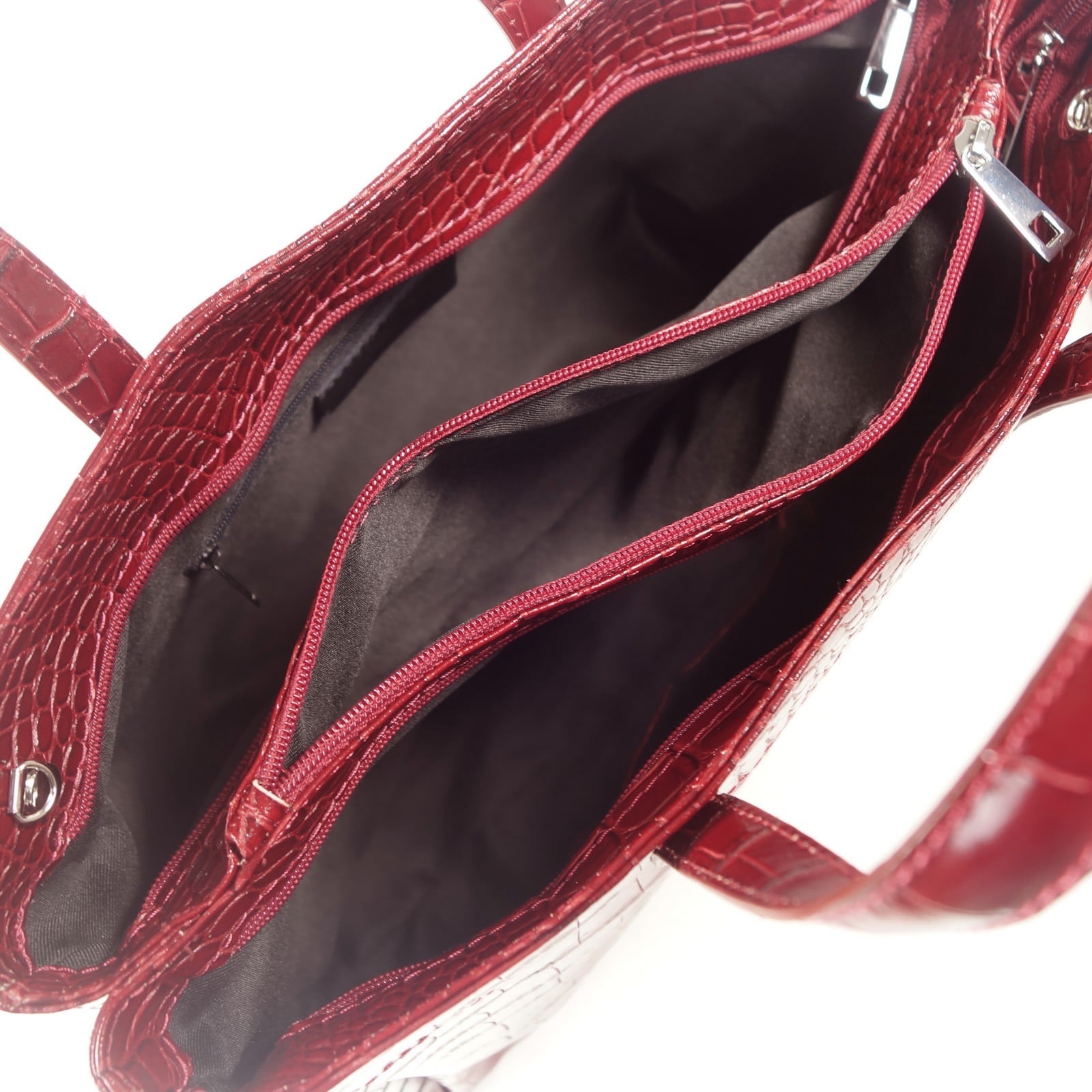 Sac a main cabas cuir croco rouge Natalia de DIVA - Espritcuir
